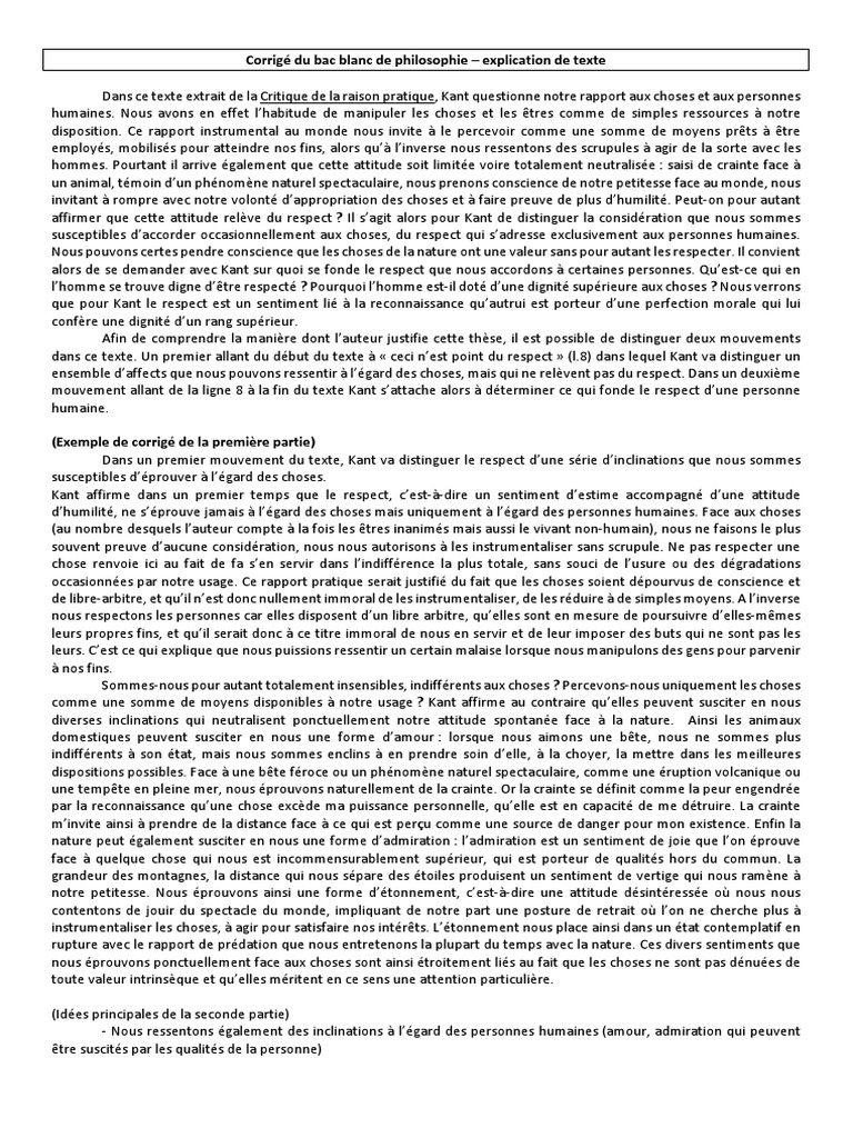 Explication de texte : Kant et le respect | PDF | Emmanuel Kant | Dignité