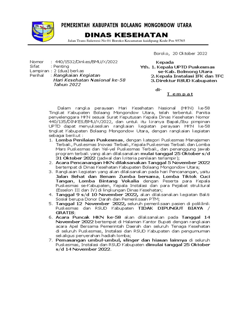 Contoh SURAT PEMBERITAHUAN Dan JADWAL | PDF