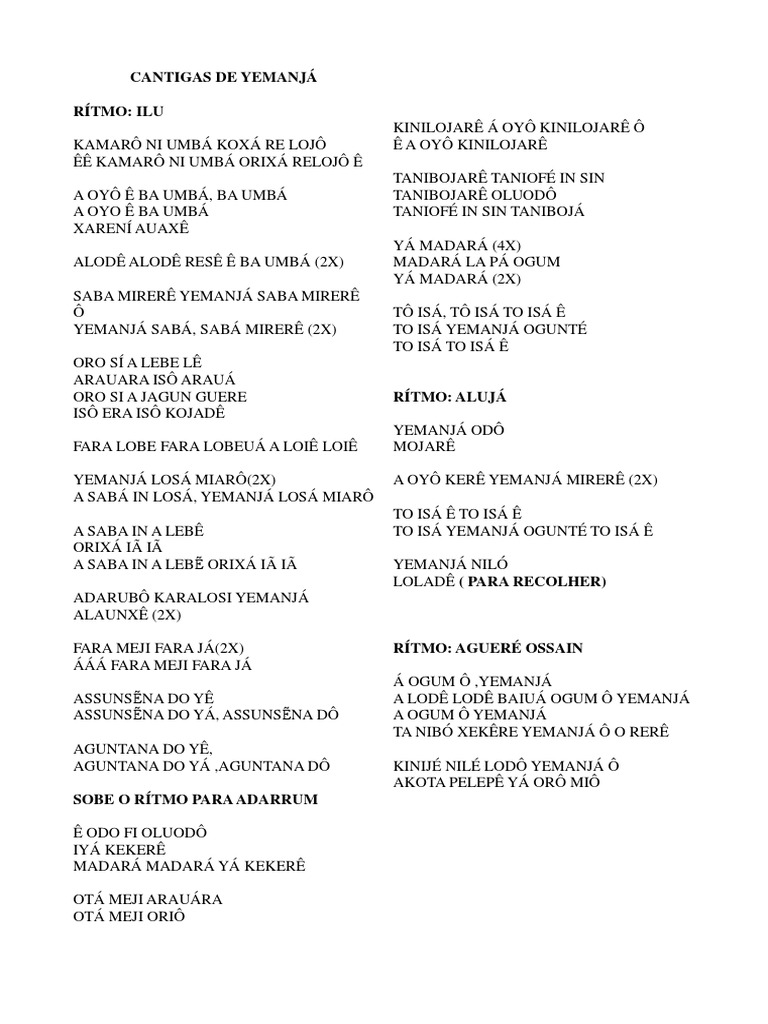 Cantigas de Yemanjá | PDF