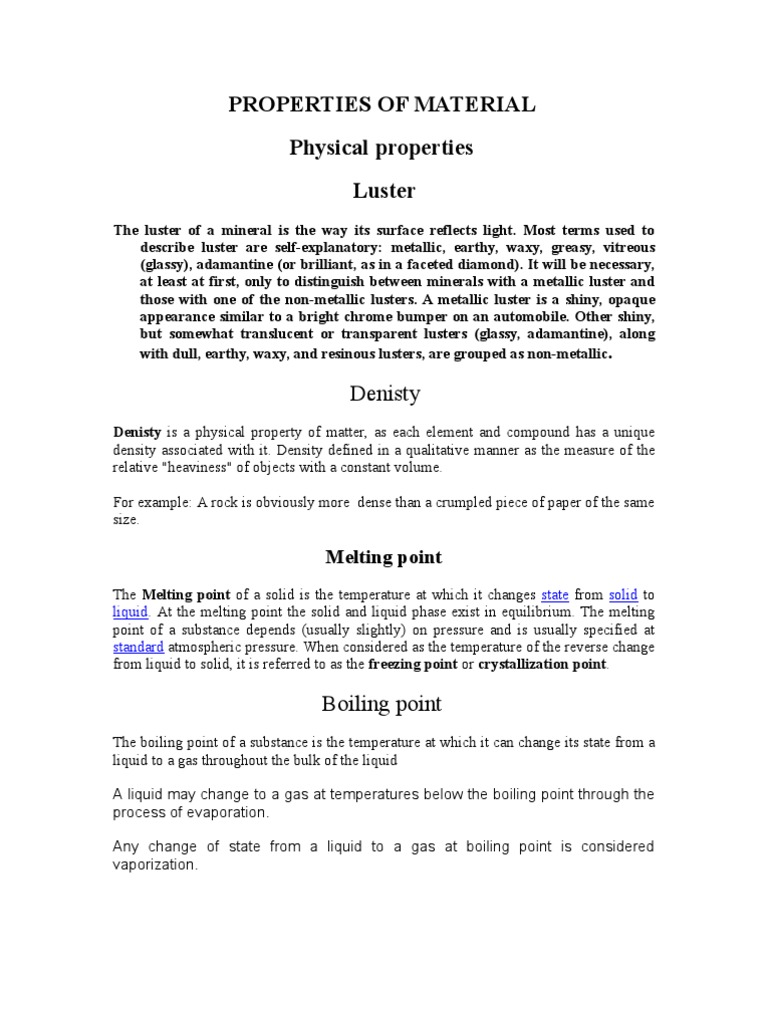 Properties of Material | PDF | Deformation (Engineering) | Fracture
