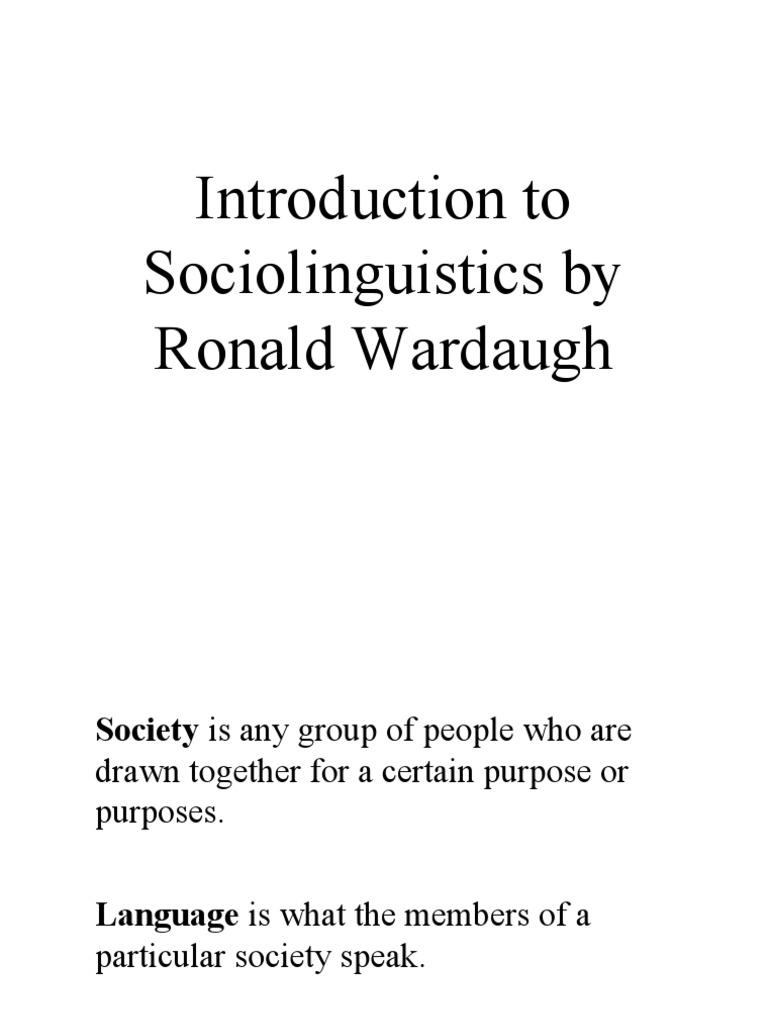 Introduction To Sociolinguistics | PDF | Sociolinguistics | Linguistics