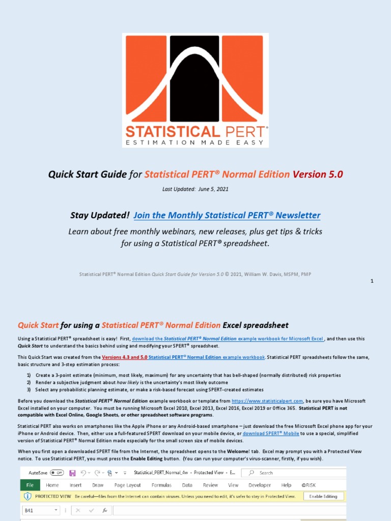 Statistical PERT Normal Edition Quick Start Guide For Version 5.0 | PDF ...