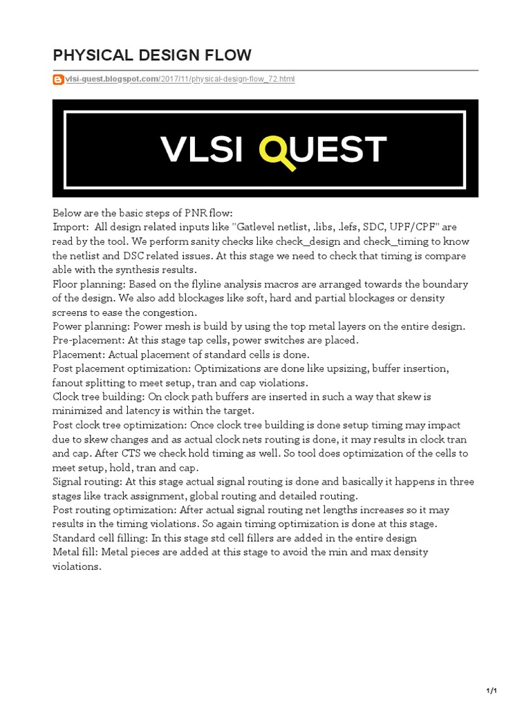 Physical Design Flow | PDF