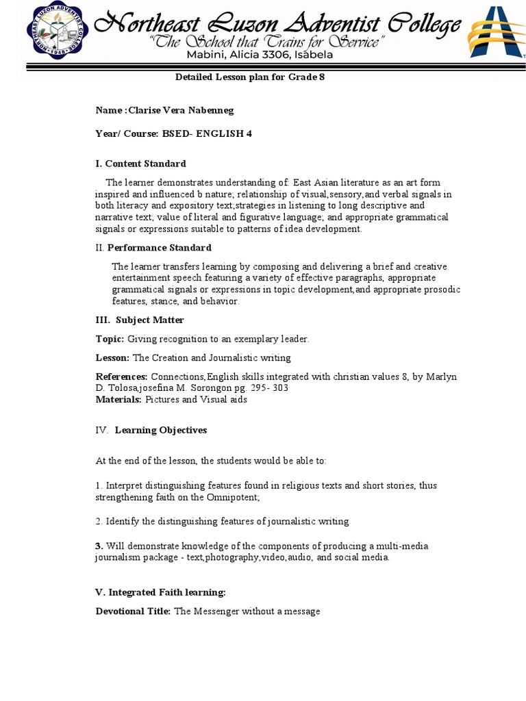 Detailed Lesson Plan | PDF | Journalism | Newspapers