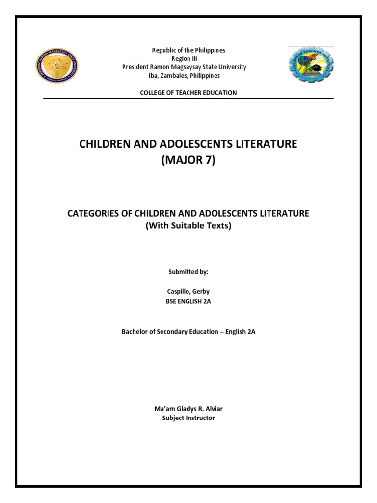 GERBY CASPILLO BSE ENGLISH 2A M7 ACTIVITY CATEGORIES OF CHILDREN AND ...