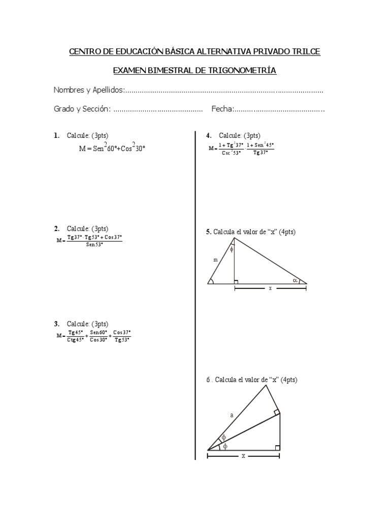 Examen Trig Trilce Trigonometria | PDF
