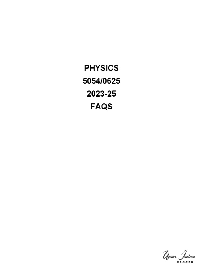 Updated Physics 5054 Faqs Igcse | PDF | Neutron | Acceleration