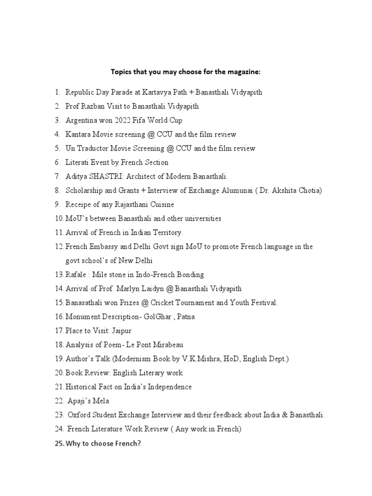 Magazine Topics | PDF