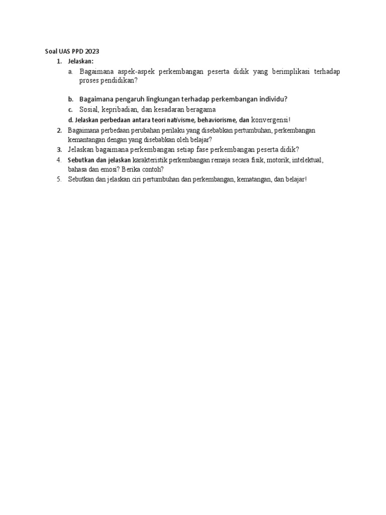 Soal Uas PPD 2023 | PDF
