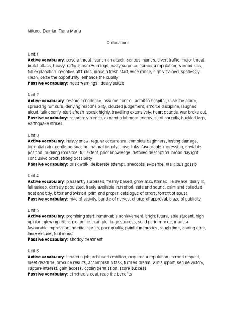 Collocations | PDF | Career & Growth