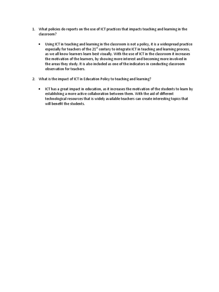 ICT Practices Enhancing Classroom Learning | PDF