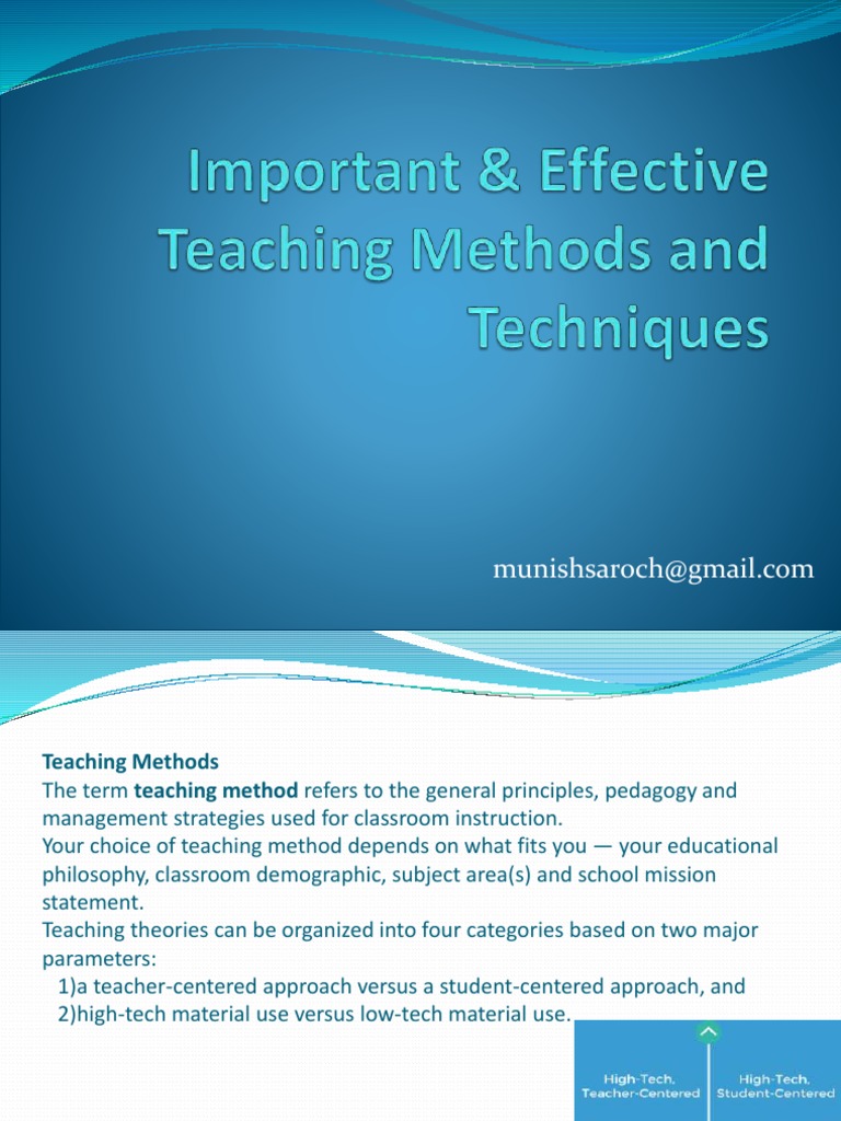 Important Effective Teaching Methods and Techniques | PDF | Teaching Method | Learning