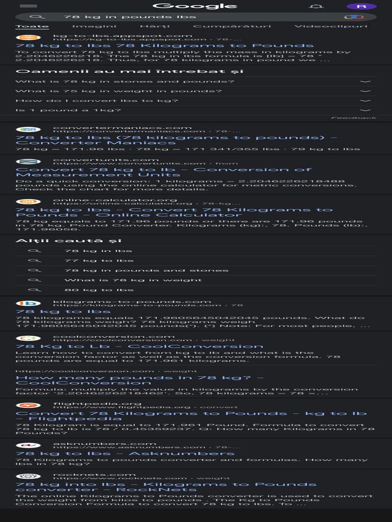 78 KG in Pounds Lbs - Căutare Google | PDF | Pound (Mass) | Kilogram