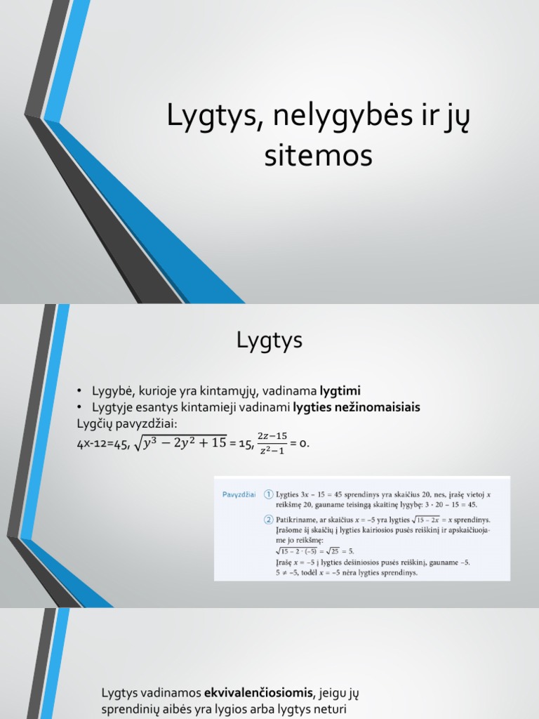 Lygtys Nelygybes Ir Ju Sitemos | PDF