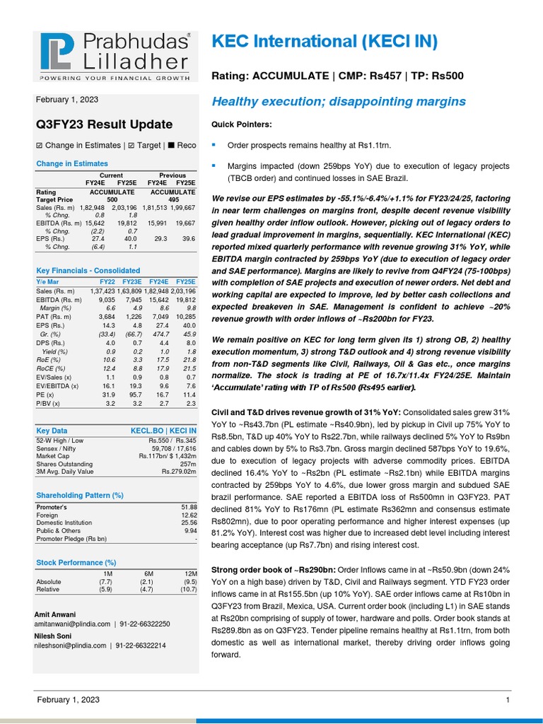 KEC International 01 01 2023 Prabhu | PDF | Financial Analyst ...
