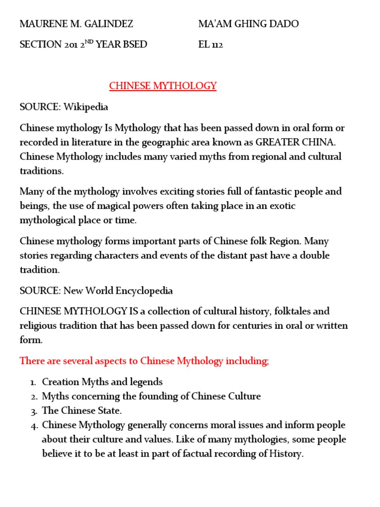 CHINESE MYTHOLOGY-mau | PDF | China | World Politics