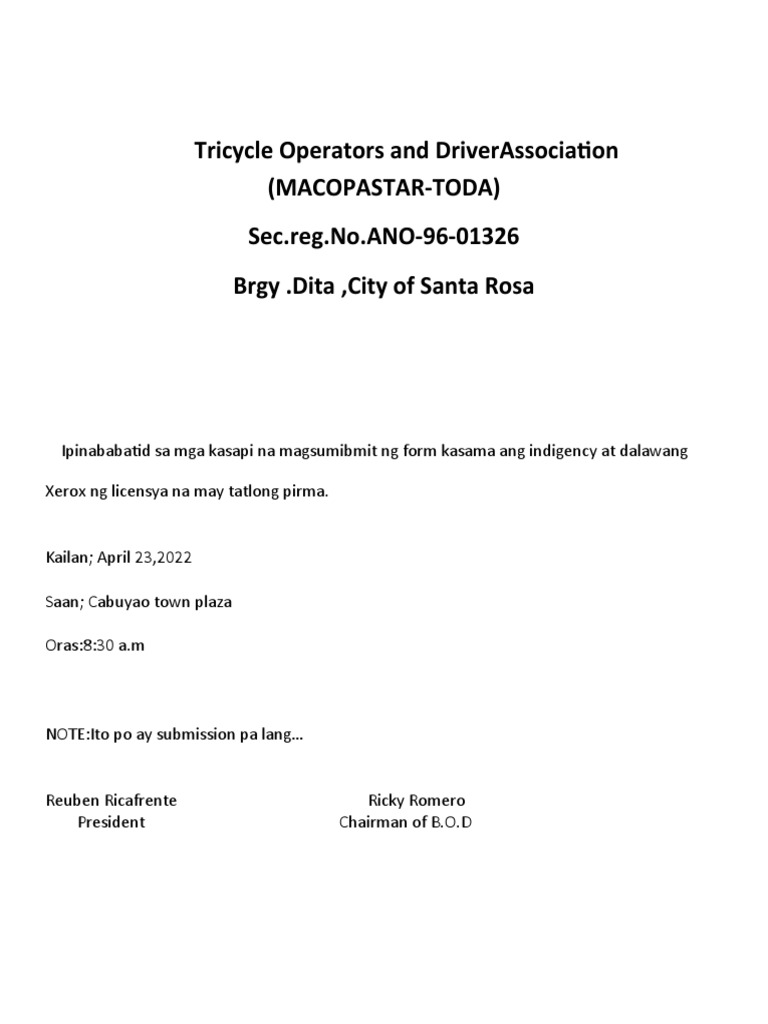 Toda Letter Head October 14 2021 for Congcressman | PDF