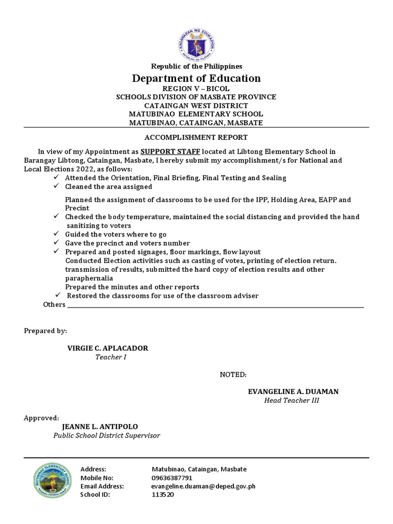 Election 2022 Accomplishment Report | PDF