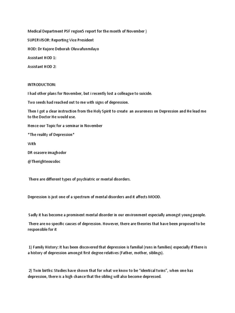 Document | PDF | Major Depressive Disorder | Mood Disorders