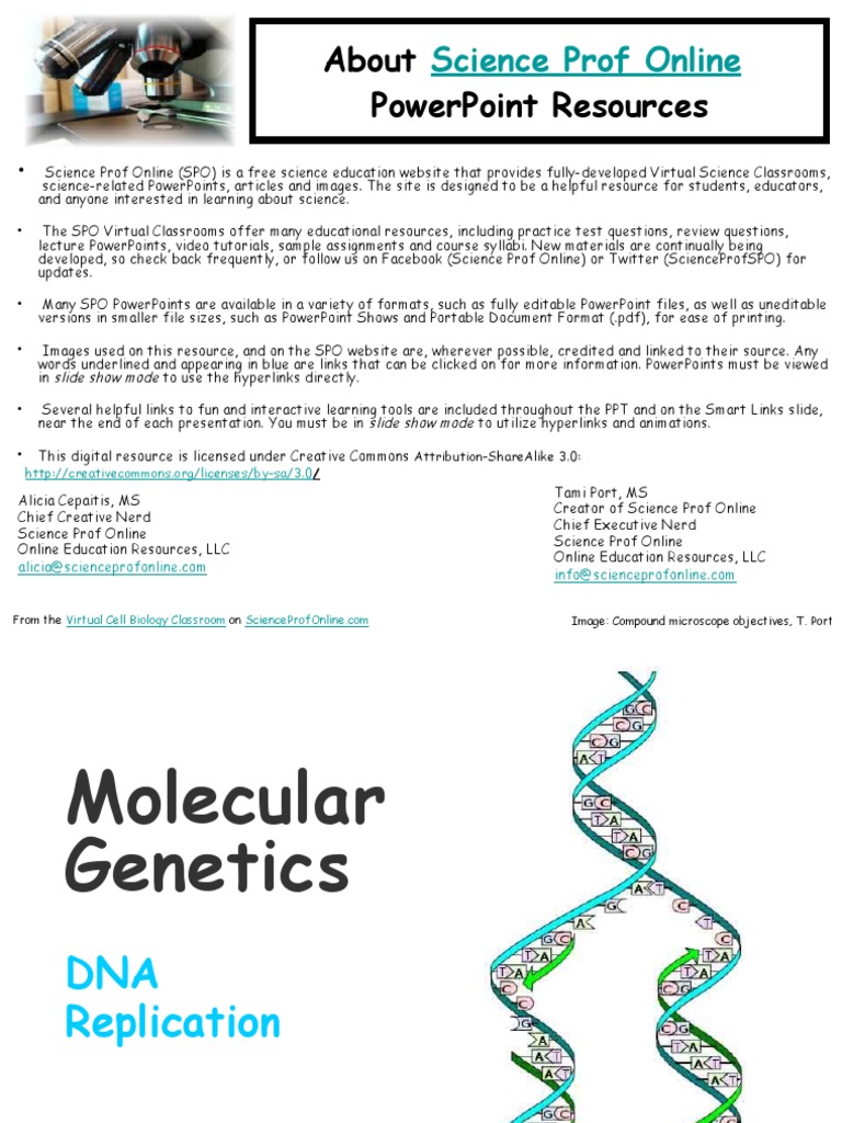 Genetics DNA Replication Biology Lecture PowerPoint VCBCCT | PDF | Dna ...