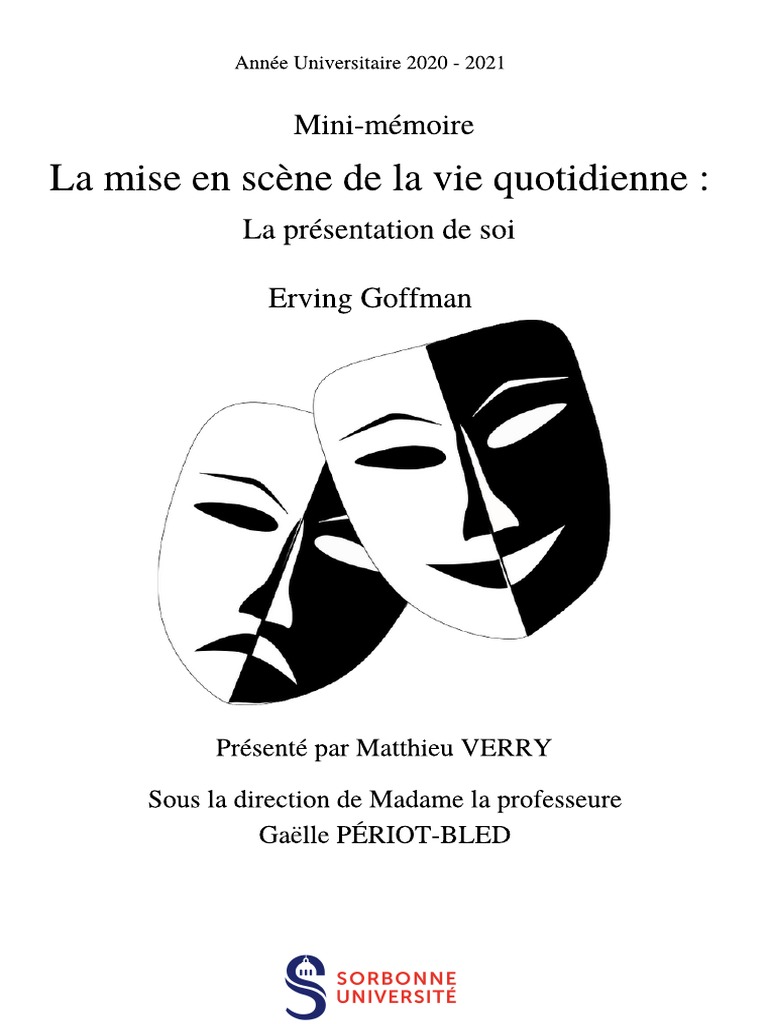 Mise en scène de la vie quotidienne Goffman | PDF | Théâtre | Acteur