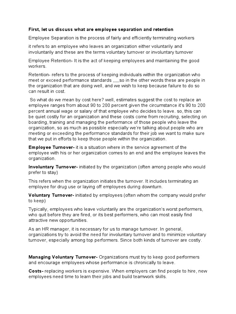 Employee Separation and Retention Strategies | PDF | Turnover ...