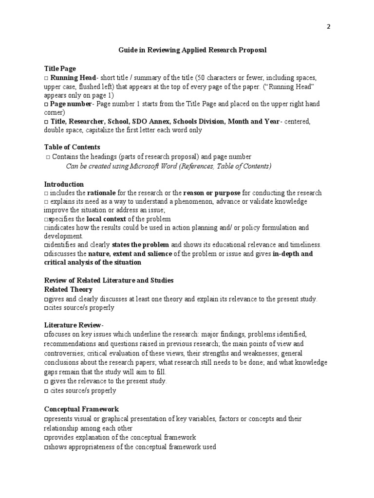 Guide in Reviewing Applied Research Proposal | PDF | Methodology | Data Guide in Reviewing Applied Research Proposal | PDF | Methodology | Data