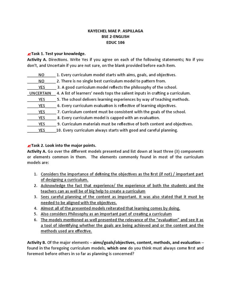 Aspillaga, Kayechel Mae P. (EDUC 106) | PDF | Part Of Speech | Curriculum