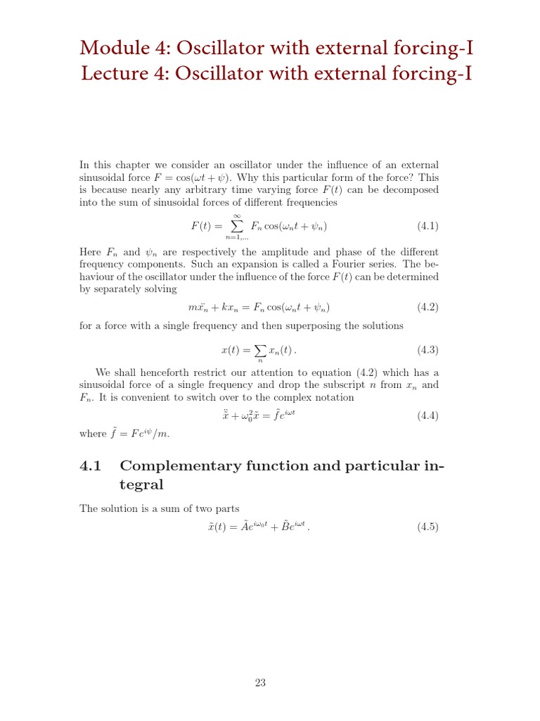 Lec 4 | PDF | Resonance | Oscillation