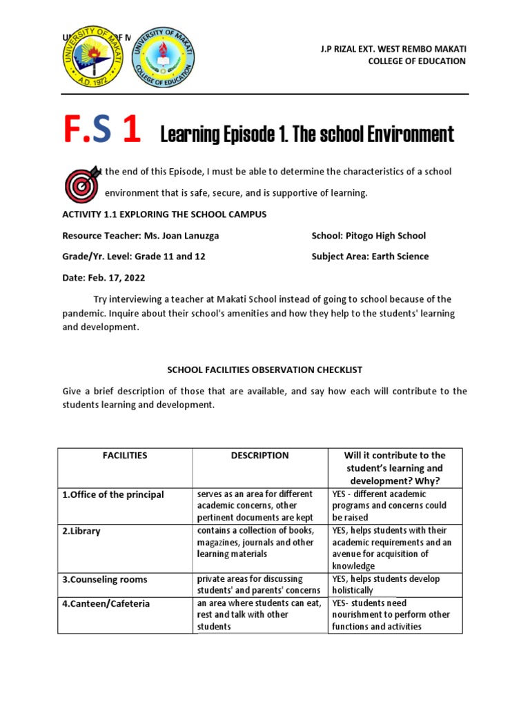 Learning Episode 1 | PDF | Classroom | Schools Learning Episode 1 | PDF | Classroom | Schools