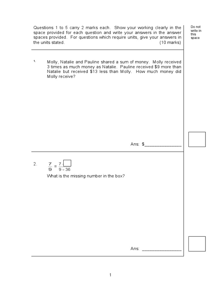 P6 MYE 2016 Paper 2 - Apr15 | PDF | Area