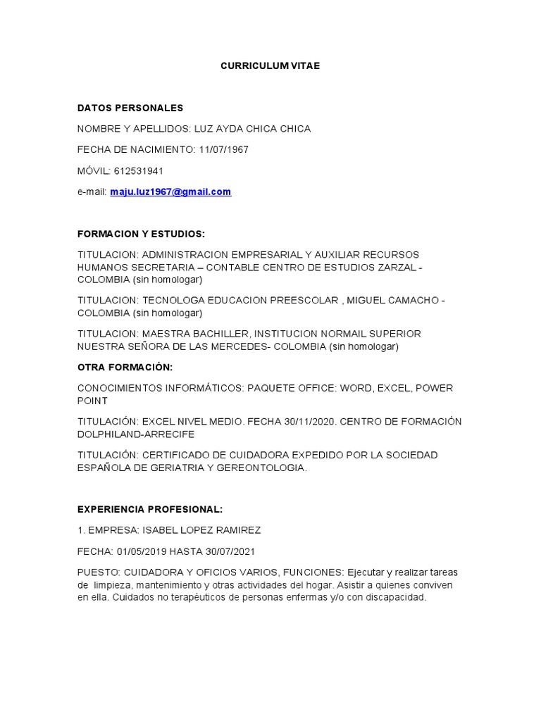 Curriculum Vitae Luz | PDF
