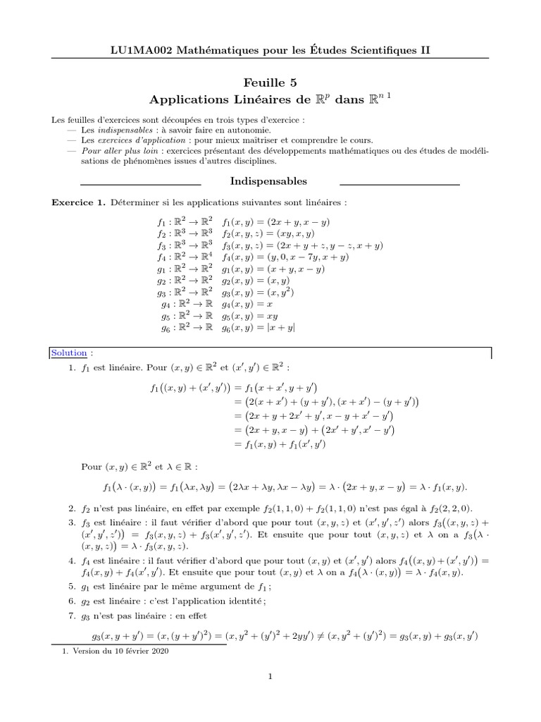 TD5 - Corrig | PDF | Base (algèbre linéaire) | Espace vectoriel