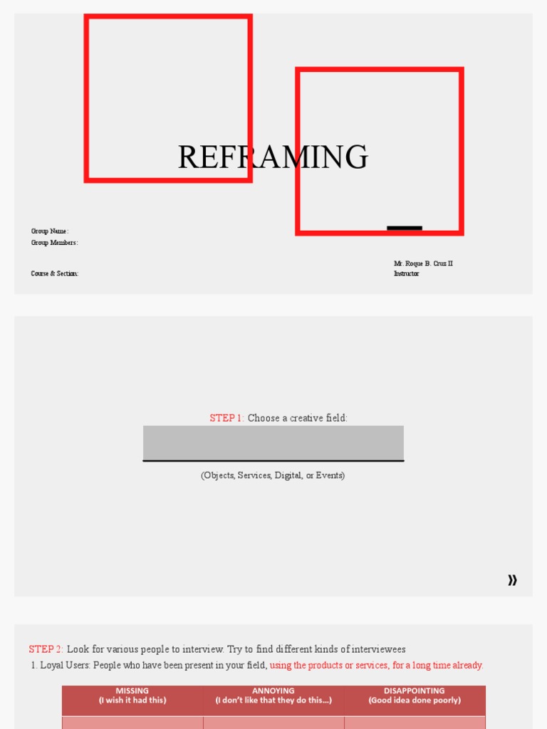 Reframing Activity (Worksheet) | PDF | Communication | Cognitive Science