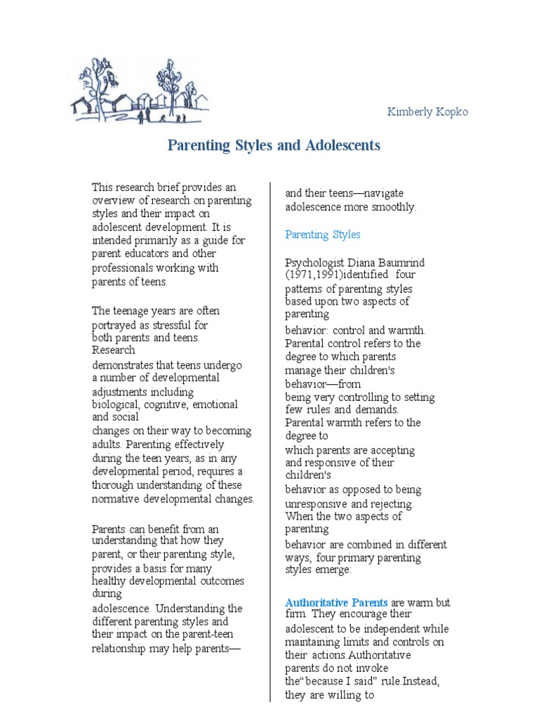 7 Parenting Styles And Adolescents Pdf Parenting Adolescence