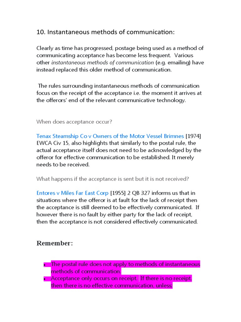 Instantaneous Methods of Communication | PDF | Consideration | Offer ...