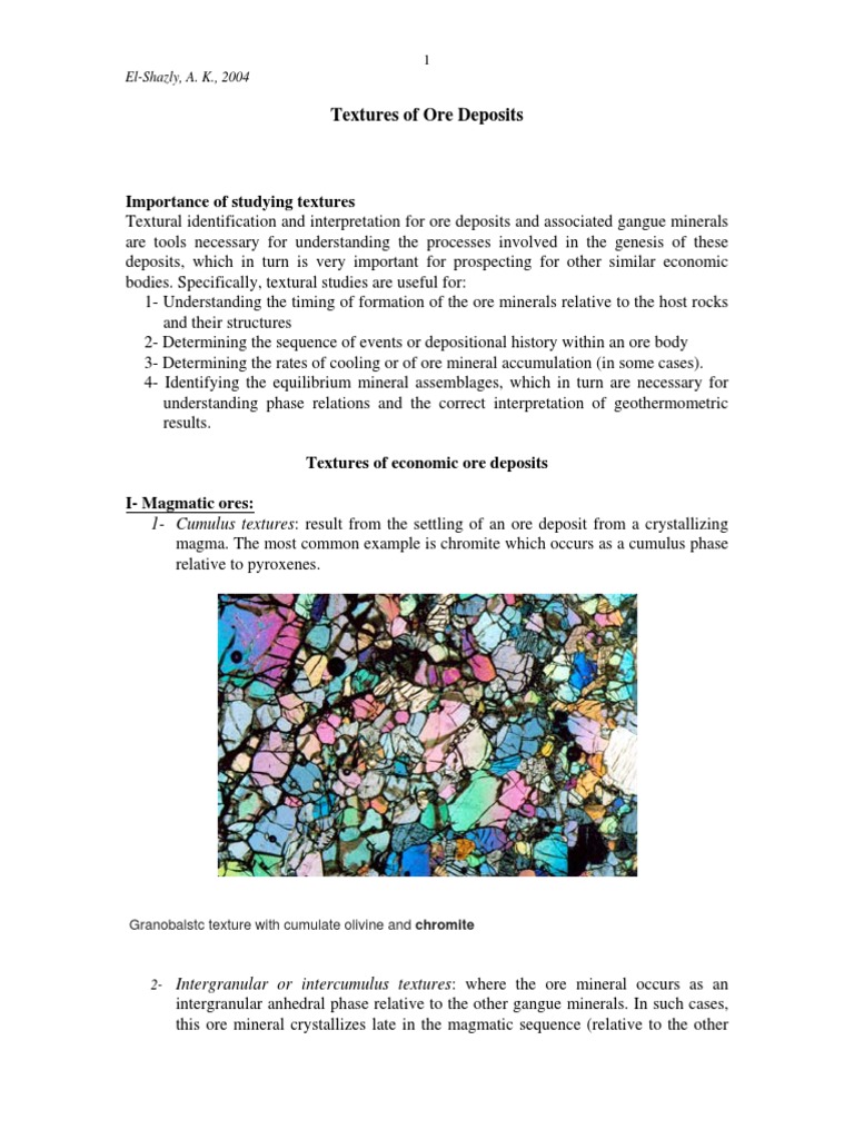 Ore Deposit Textures Guide | PDF