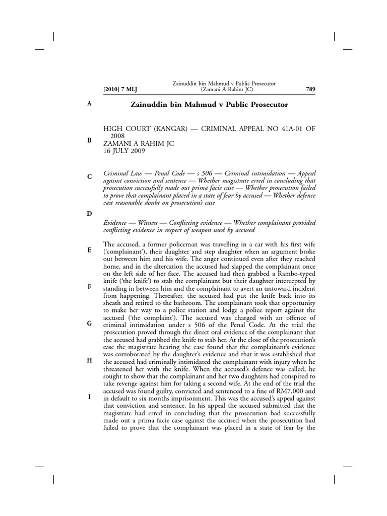 Zainuddin Bin Mahmud V Public Prosecutor | PDF | Prosecutor | Ethical ...