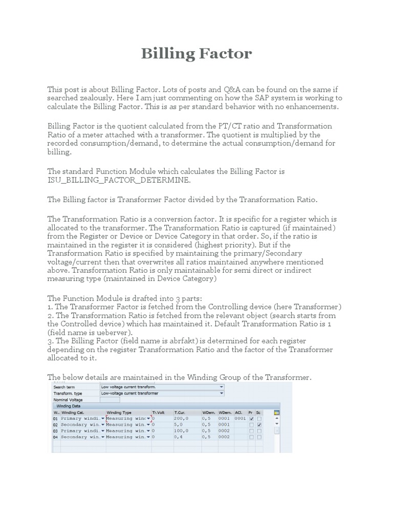 Billing Factor Calculation in SAP | PDF | Transformer | Computing