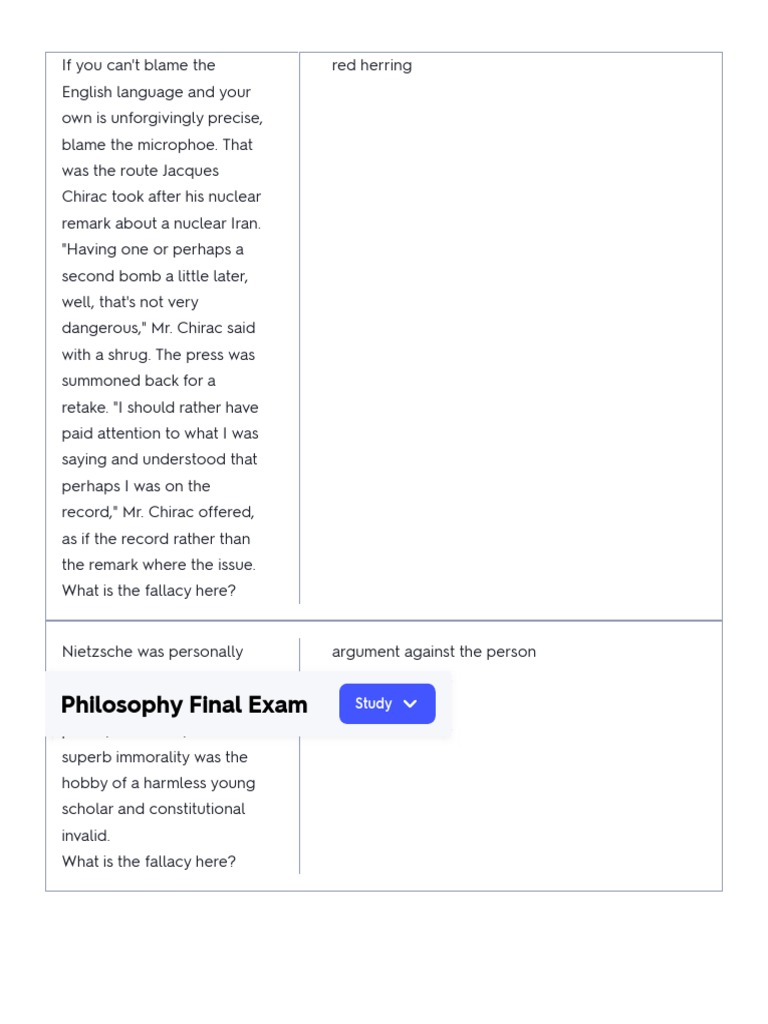 Philosophy Final Exam Flashcards - Quizlet | PDF