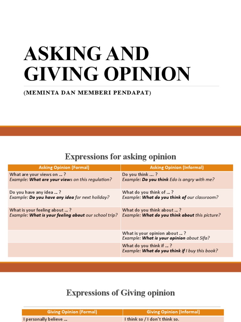 Asking and Giving Opinion | PDF | Career & Growth | Language Arts & Discipline