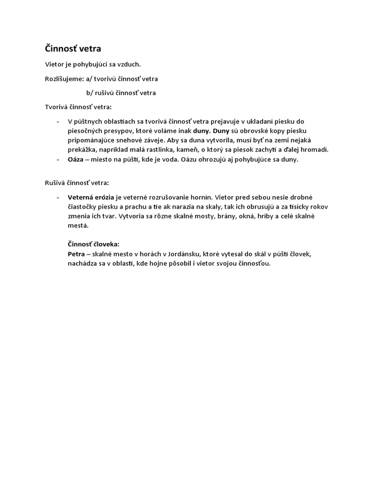Činnosť Vetra | PDF