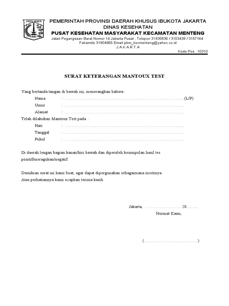 Form Mantoux Test | PDF