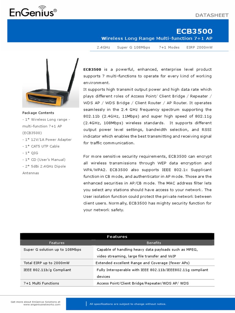 EnGenius ECB3500 | PDF | Wireless Lan | Computer Network