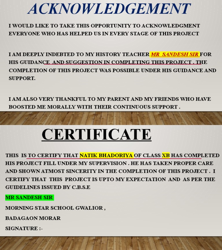 Acknowledgement and Certificate | PDF