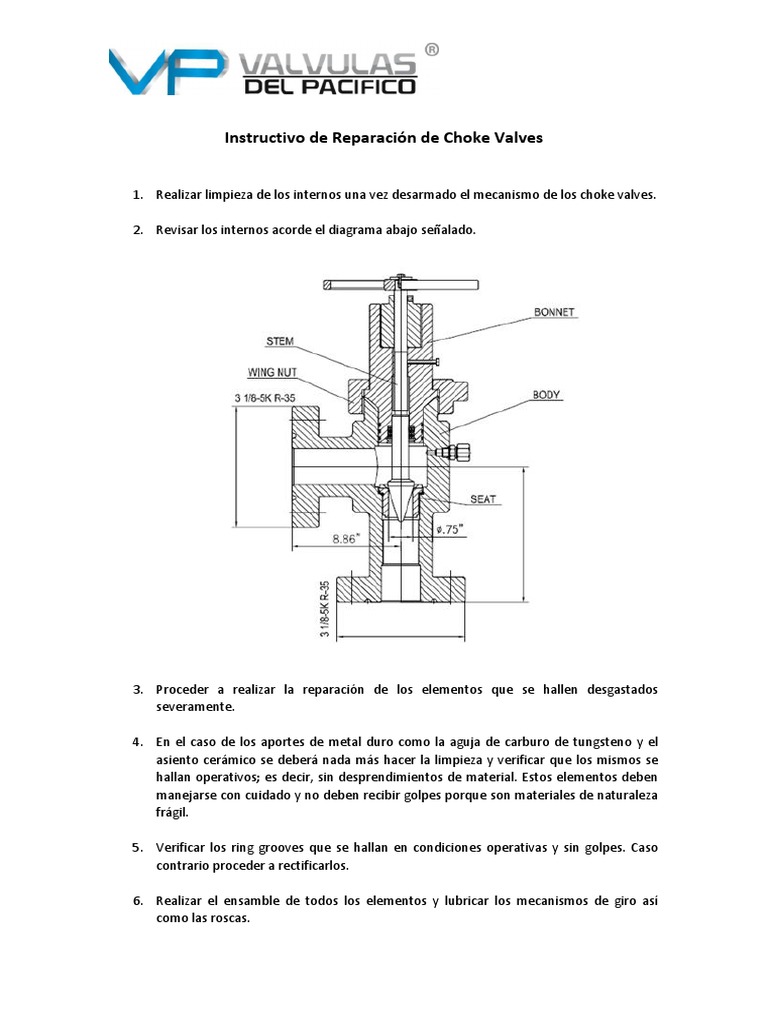 ST-I1-01 Instructivo de Reparación de Choke Valves | PDF