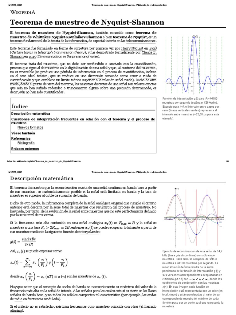 Teorema de Muestreo de Nyquist-Shannon - PARTE I - 14oct2022 | PDF ...