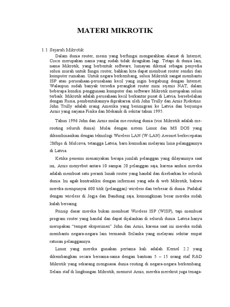 Materi Mikrotik | PDF | Komputer