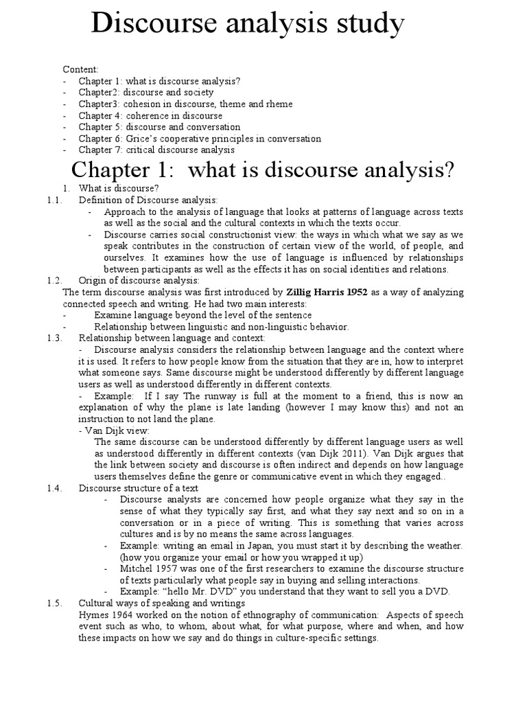 Discourse Analysis Study Guide | PDF | Analysis | Identity (Social Science)