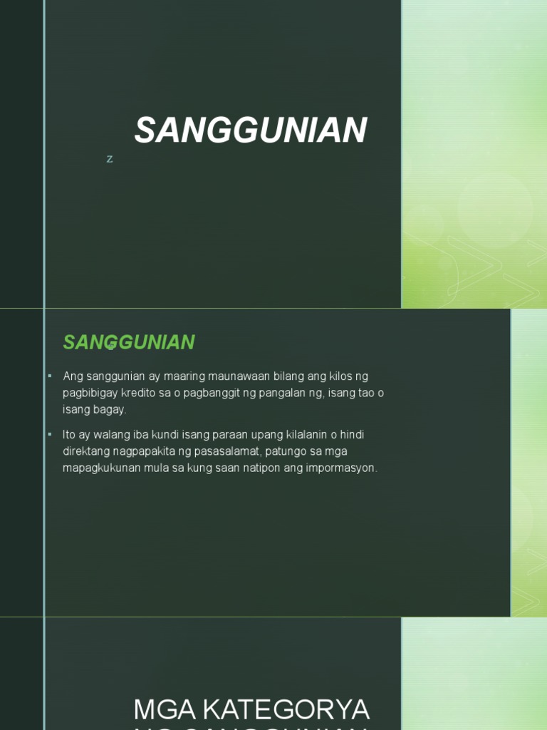 Mga Kategorya NG Sanggunian | PDF